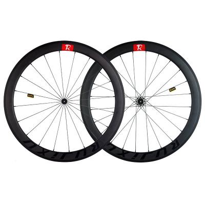 China Clincher Tubeless Carbon Road Bike Wheelset 700c 45mm 50mm Rim Depth V Brake Disc Brake for sale