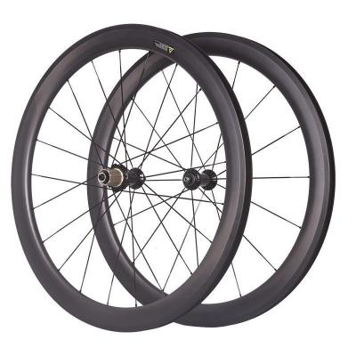 China 700c Carbon Fiber V Brake Rims Wheelset 50mm Depth 25mm Width Pillar 1423 Spokes for sale