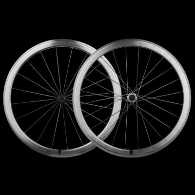 China Vintage Silver Fixed Gear Wheel Set 700c Aluminum Alloy 40mm Rim Height 20/24H for Road Bicycles for sale