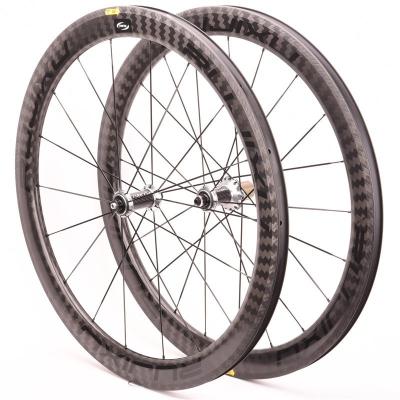China 700C Carbon Fiber Bicycle Wheelset 18/21 Spoke Pillar Spokes Ceramic Bearing Road Bike for sale