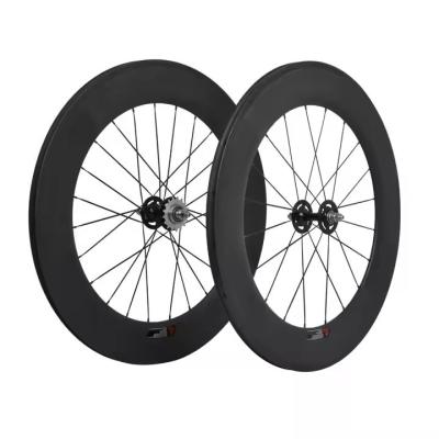 China Customized 700C Fixed Gear Carbon Wheelset 88mm Depth 25mm Width Single Speed Bike Wheels 1980g for sale