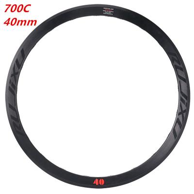 China RUJIXU 700C Road Bike Rims 40mm Depth 625g Double Wall Clincher 16-24H C/V Brake Wheels for sale
