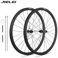 China JIELEI 32mm Carbon Bicycle Wheelset 700c 24H Disc Brake Tubeless Clincher Road Bike for sale