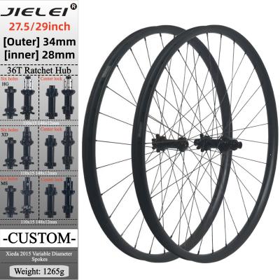 China JIELEI 27.5/29 Inch Carbon Fiber Mountain Bike Wheelset T800 Ultralight 32H Tubeless Ready Clincher for sale