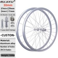 China 700C Road Bike Wheelset Aluminum Alloy 30mm Rim V Brake Custom Logo Support HG 7-12 Speed for sale
