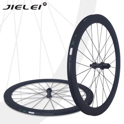 China JIELEI 700c Carbon Bike Wheelset 50mm Depth 28mm Width Clincher Rim Brake Cycling Wheels for sale
