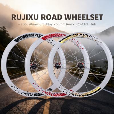 China RUJIXU 700C Road Bike Wheelset 50mm Aluminum Alloy Disc Brake Clincher High Quality Bicycle Wheel for sale