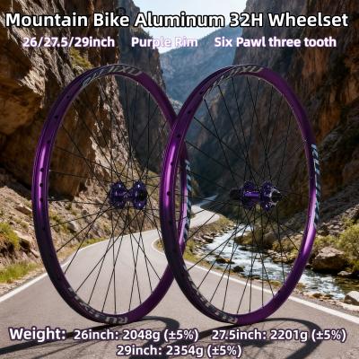 China 6061 Aluminum Alloy MTB Wheelset 26 27.5 29 Inch 32H Disc Brake 6 Pawl Hub for sale