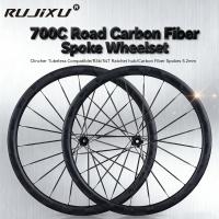 China 700c Carbon Fiber Wheelset 38mm Clincher Disc Brake 5.2mm Spokes Shimano 7-12 Speed for sale