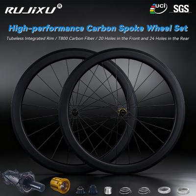 China 50mm Carbon Fiber V Brake Wheelset 700C Road Bike High-Profile Rim with Custom Decal for sale
