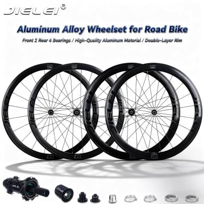 China JIELEI 700C Road Bike Wheelset 40/50mm Aluminum Alloy Rim Clincher Tubeless EN14781 V Brake for sale