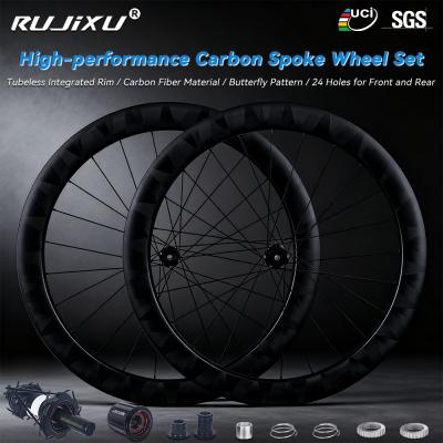 China 55mm Carbon Fiber Road Bike Wheelset 700C Disc Brake 36T Ratchet Hub Custom Logo for sale
