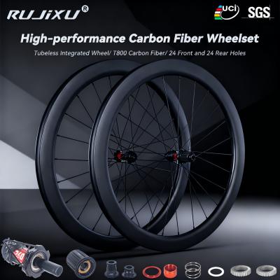 China 700c Carbon Road Bike Wheelset 50mm Height 25mm Inner Width Tubeless Ready Disc Brake 1540g for sale