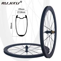 China 50mm Carbon Fiber Wheelset 700C Disc Brake 36T Ratchet Hub Carbon Spokes Road Bike for sale