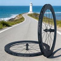 China 700C 60mm Carbon Fiber Disc Brake Wheelset 36T Ratchet Hub Center Lock for sale