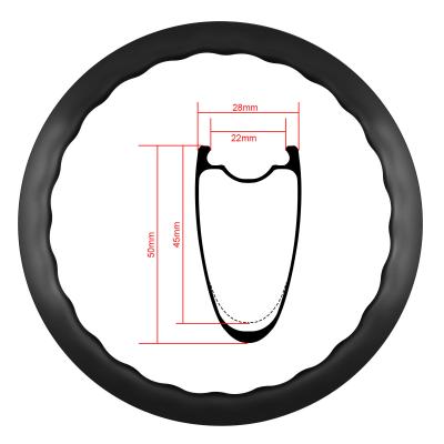 China 700c Road Bicycle Wheelset T700 T800 Carbon Fiber Rim 50mm 45mm Height 24 Hole Disc Brake Hub for sale