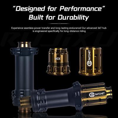 China RUJIXU 36T Ratchet Lightweight Aluminum Alloy Road Bike Hub 24H Straight-Pull Front Rear 12mm Thru-Axle for sale