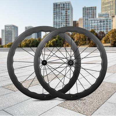 China 700C Carbon Fiber Road Bike Wheelset 5045mm Rim 120 Sound Hub 8-12 Speed V Brake 1540g for sale