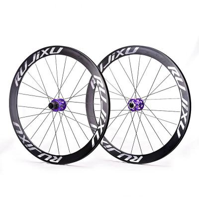 China 700C RUJIXU 50mm Aluminum Alloy Road Bike Wheelset 5 Bearing Disc Brake Quick Release 24H for sale