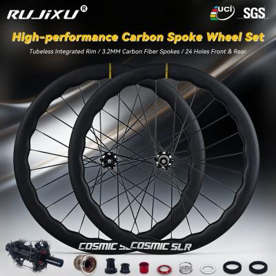 China 5045mm Carbon Spoke Wheelset Tubeless Ready Disc Brake Road Bike 21.5mm Inner Width 1.3kg for sale