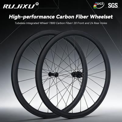 China 1700g 700C Carbon Road Bike Wheelset 40mm Frame Height T800 Clincher Tubeless Ready for sale
