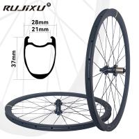 China 700C T800 Carbon Fiber Road Bike Wheelset 37mm Depth 1670g Disc Brake Clincher Tubeless for sale
