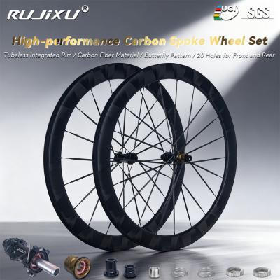 China 50mm Carbon Fiber Disc Brake Wheelset 700C 36T Ratchet Hub Carbon Spokes for sale