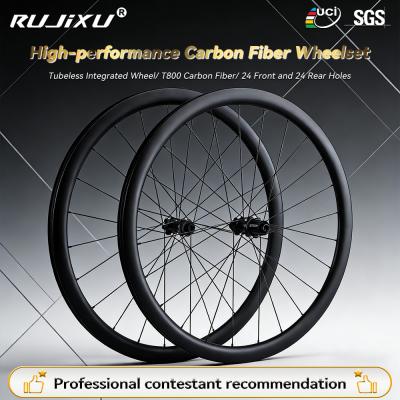 China T800 Carbon Fiber 38mm Disc Brake Wheelset 36T Ratchet Hub Road Bike Clincher Tubeless for sale