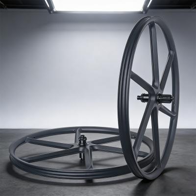 China 29er Carbon MTB Wheelset 6 Spokes 36mm Tubeless Rim XC Mountain Bike Disc Brake 100x15 148x12 for sale