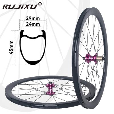China 700c Road Bike Aluminum Alloy 45mm Disc Brake Wheelset Tubeless Ready 24h Sealed Hub for sale