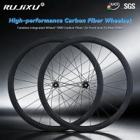 China RUJIXU 700C Carbon Fiber Road Bike Wheelset 38mm Depth T800 Disc Brake 36T Ratchet Hub for sale