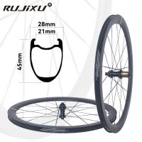 China RUJIXU 700C 45mm Carbon Fiber Road Bike Wheelset T800 36T Ratchet Hub 1190g for sale