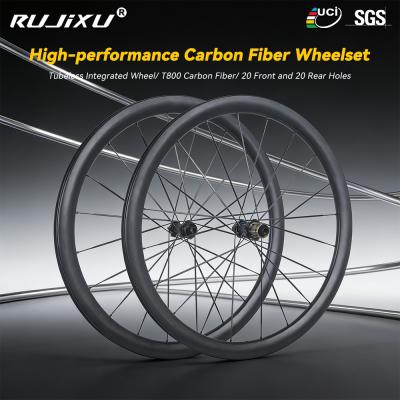 China 40mm Carbon Fiber Disc Brake Road Bike Wheelset 700C 36T Ratchet Hub 5.2mm Spokes for sale