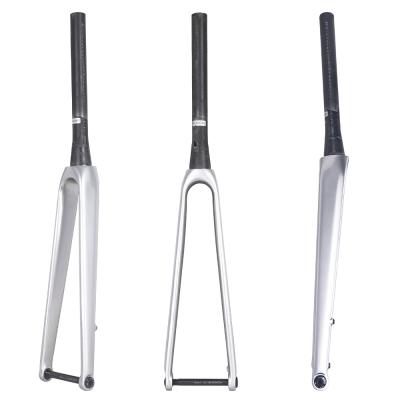 China 700C Thru Axle Carbon Fiber Road Bicycle Fork 100x12mm Offset Air Spring for Gravel Biking for sale