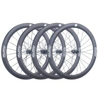 China 700c T800 Carbon Fiber Wheel Set 50mm Rim 24 Holes Center Lock Disc Brake Thru Axle Hub Lightweight for sale