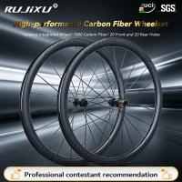 China RUJIXU 40mm Carbon Fiber Road Bike Wheelset T800 Disc Brake 24H 36T Ratchet 700c Clincher Tubeless for sale