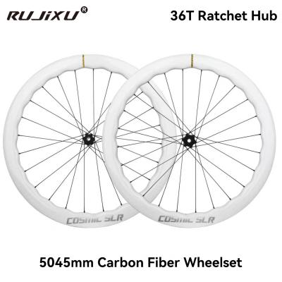 China RUJIXU 700C Carbon Fiber Road Bike Wheelset 50mm Height 36T Ratchet Center Lock Disc Brake Clincher for sale