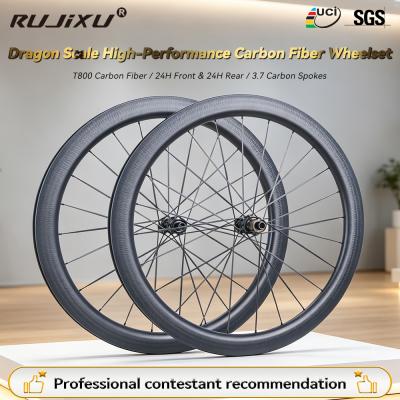 China RUJIXU Carbon Fiber Bike Wheelset 700C 50mm Disc Brake Dragon Scales Pattern Rims for Road Bicycles for sale