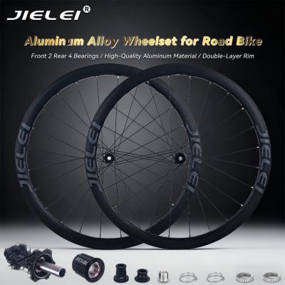 China JIELEI 700C Road Bike Wheelset 38mm Aluminum Alloy Disc Brake 36T Ratchet Hub Clincher Tubeless for sale