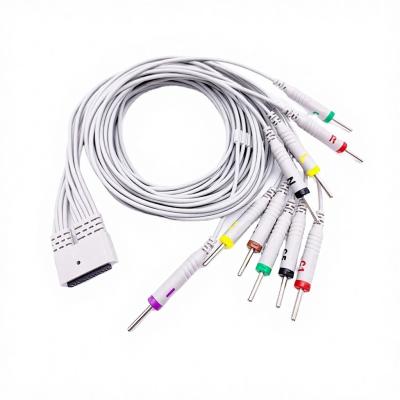 China DIN 3.0mm ECG Cables And Leadwires 1.1m ECG Wires 10 Leadwire For Medex MECG200 MECG300 for sale
