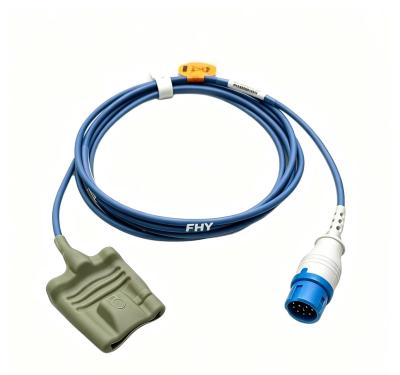 China Silicone Reusable SPO2 Sensor 3m Adult SpO2 Sensor 12 Pin Compatible HP M1722A Adult for sale