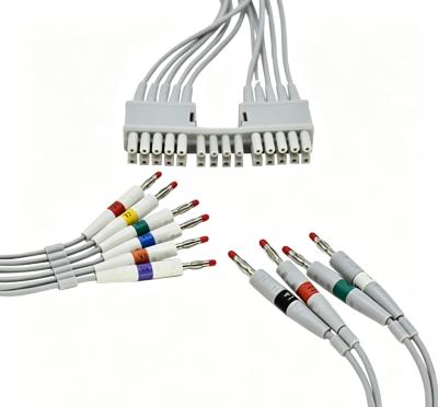 China AHA EKG Cable 10 Lead EKG Wires Banana 4.0mm Compatible Mortara ELI 230 / ELI 250C for sale