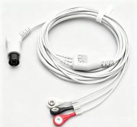 China Button Type One Piece ECG Cable AAMI 3 Lead Cable 6 Pin for sale