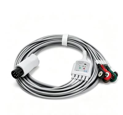 China 6 Pin ECG Cables And Leadwires AHA Snap ECG Cable CE Certified for sale