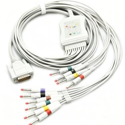 China 10 Lead EKG Cable DB15 Pin EKG Lead Wires 3m Banana 4.0mm Compatible For EDAN for sale