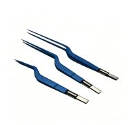 China Reusable Bipolar Electrosurgical Forceps IEC Bipolar Tweezers Curved Blue For ESU for sale