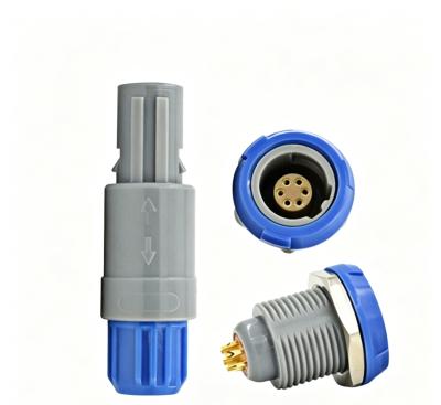 China Medical Push Lock Connectors Plastic Male Female Connectors 6 Pin 40 Degrees for sale