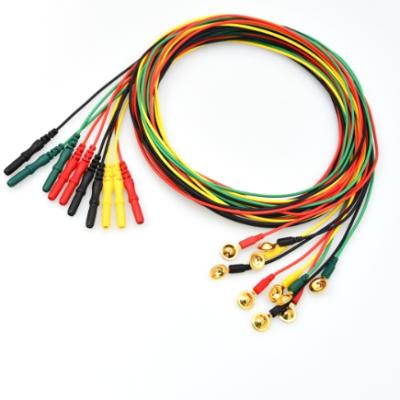 China EEG Cable DIN1.5 Socket Medical EEG Cable Golden Plated EEG Cup Electrode 1.5M for sale