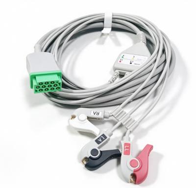 China GE Marquette Dash2500 B30 Solar8000 Compatible One-piece 3-Lead AHA ECG Cable TPU Gray 11pin Snap Clip for sale