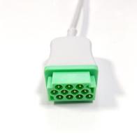 China GE Marquette Dash2500 B30 Solar8000 Compatible One-piece 3-Lead AHA ECG Cable TPU Gray 11pin Snap Clip for sale